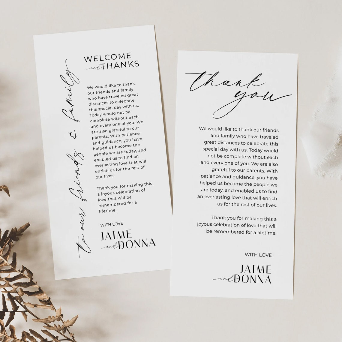 Minimalist Thank You Place Card, Printable Thank You, Thank You Napkin ...