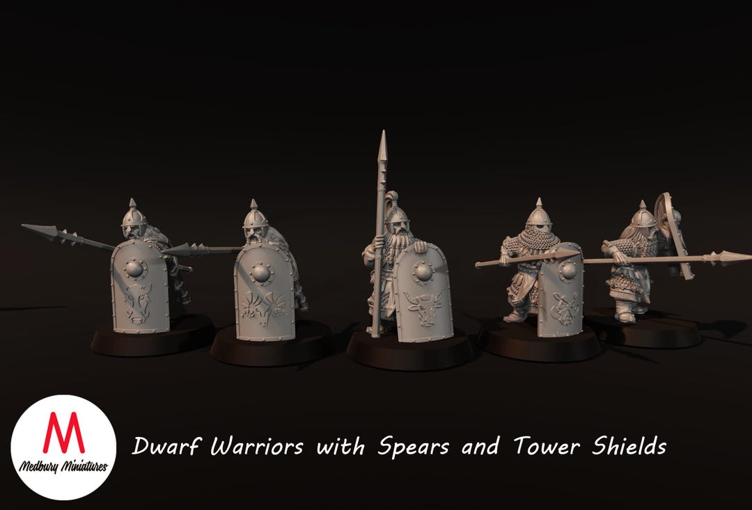 Dwarf Warriors With Spears and Tower Shields - Etsy