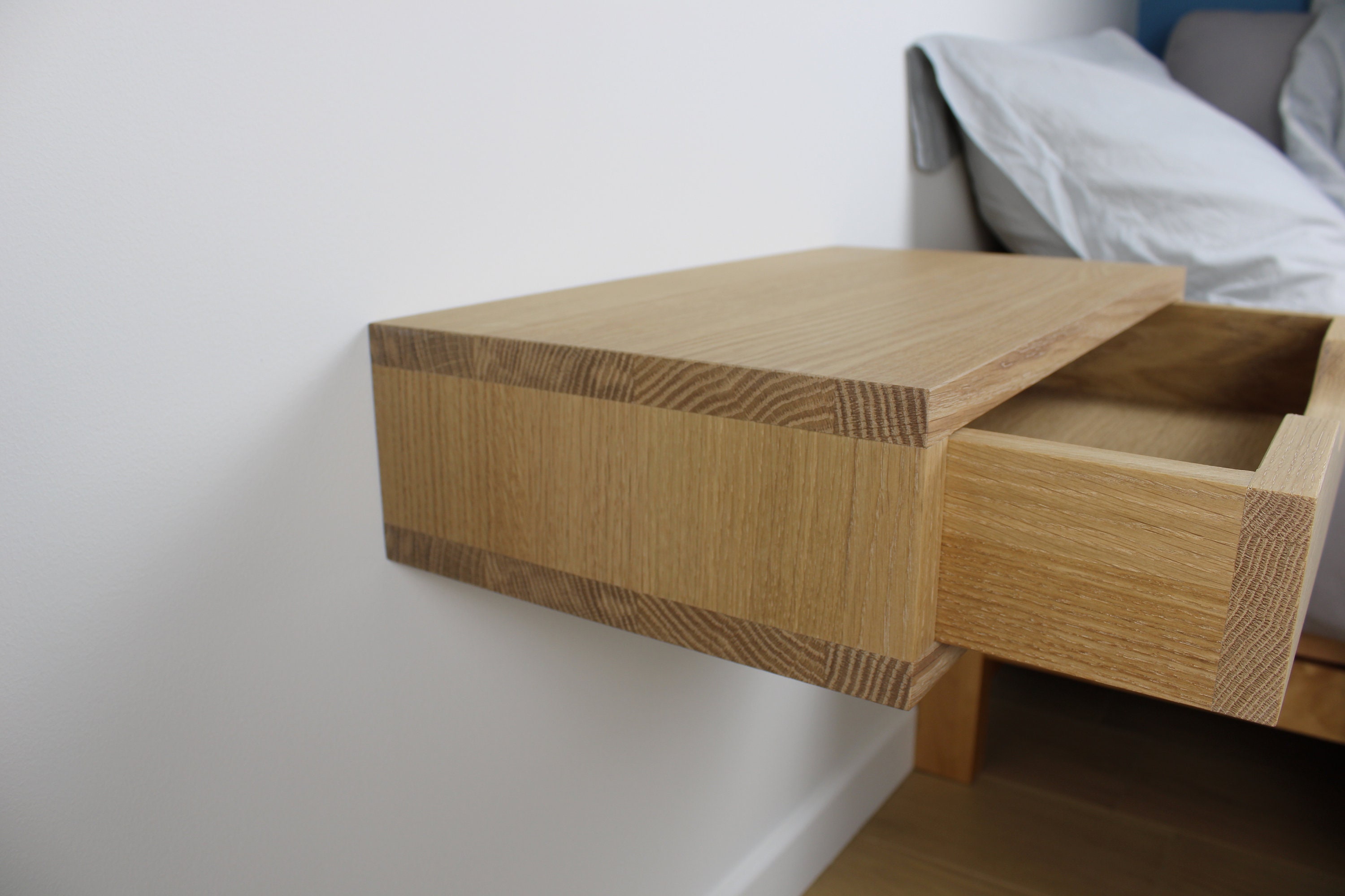Floating Oak Nightstand With Drawer - Etsy UK