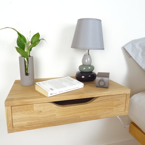 Retro Oak Floating Nightstand With Drawer Select Size - Etsy