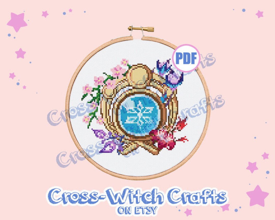 Genshin Impact Floral Vision Inazuma Cryo Cross-stitch Pattern INSTANT ...