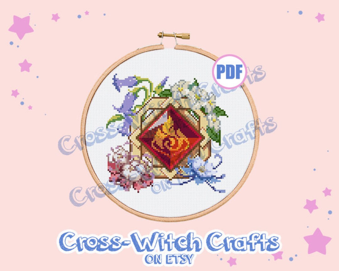 Genshin Impact Floral Vision - Liyue Pyro Cross-stitch Pattern ...