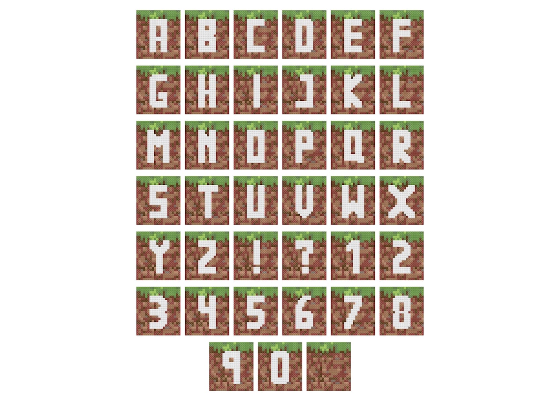 Minecraft Alphabet Font Cross Stitch Pattern PDF Download - Etsy France