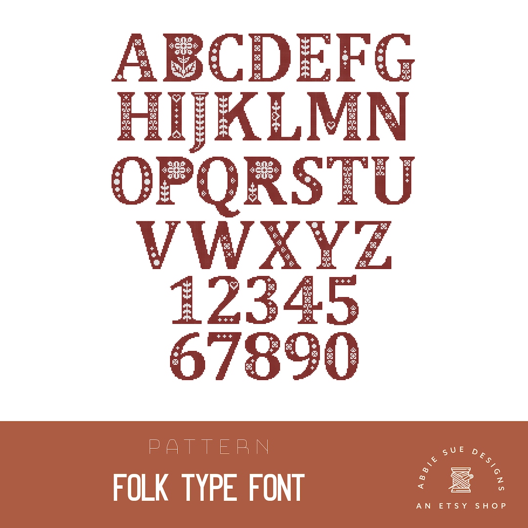 PATTERN | Folk Type Font Cross Stitch Pattern PDF - Etsy