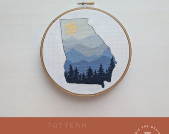 Georgia State Cross Stitch Pattern, Easy Cross Stitch Pattern, United ...