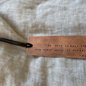 Copper Personalized Bookmark Quote Hand Stamped Original Book Mark - Etsy