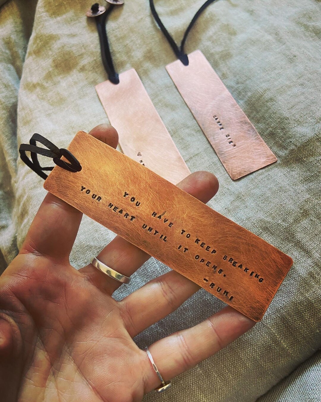 Copper Personalized Bookmark Quote Hand Stamped Original Book Mark - Etsy