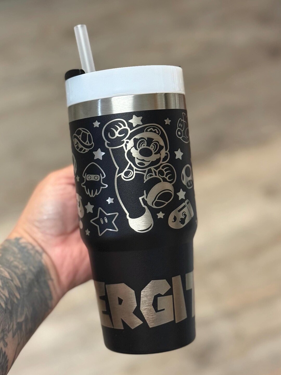 Super Mario 14 Oz Tumbler | Mario Kart Inspired | Tumbler | Laser ...