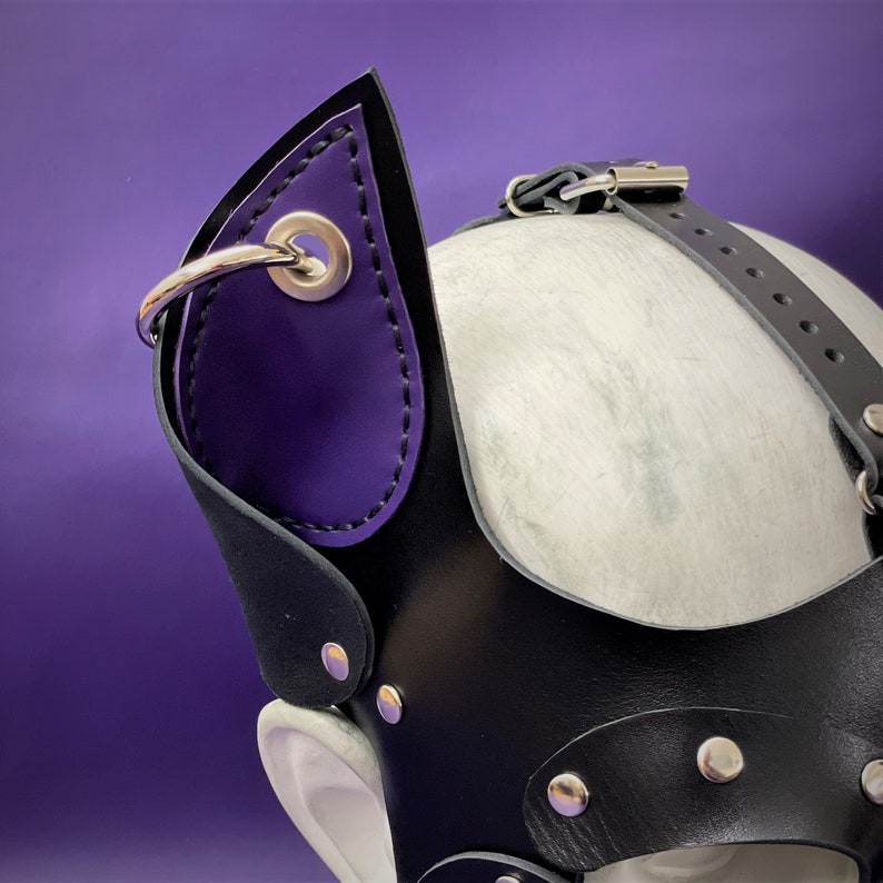 Leather Dog Mask With Spikes and Rings Leather Puppy Mask - Etsy