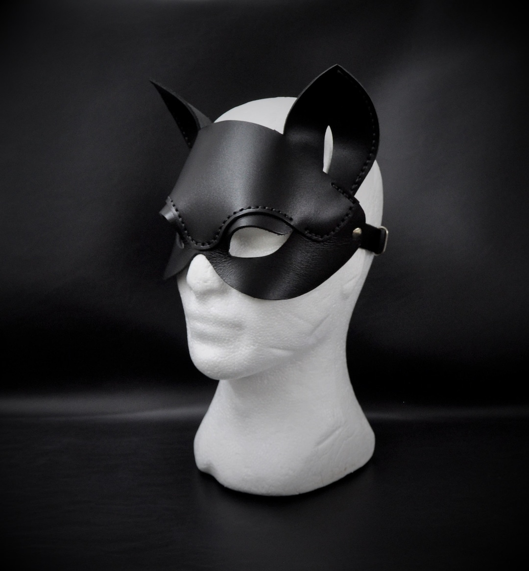 Leather Cat Mask - Leather Kitty Mask - Kitten Mask - Leather BDSM Mask ...