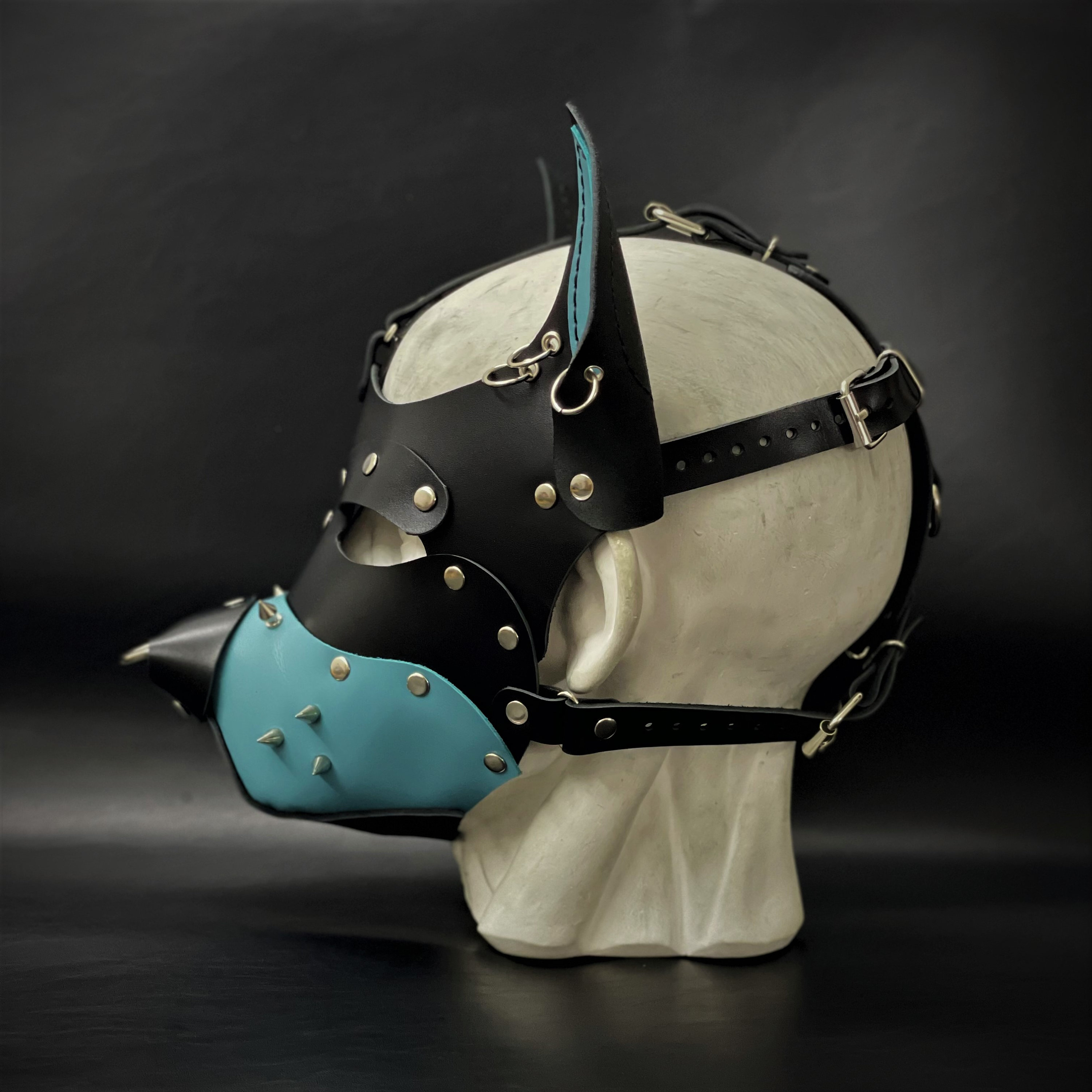 Leather Dog Mask With Spikes and Rings Leather Puppy Mask - Etsy