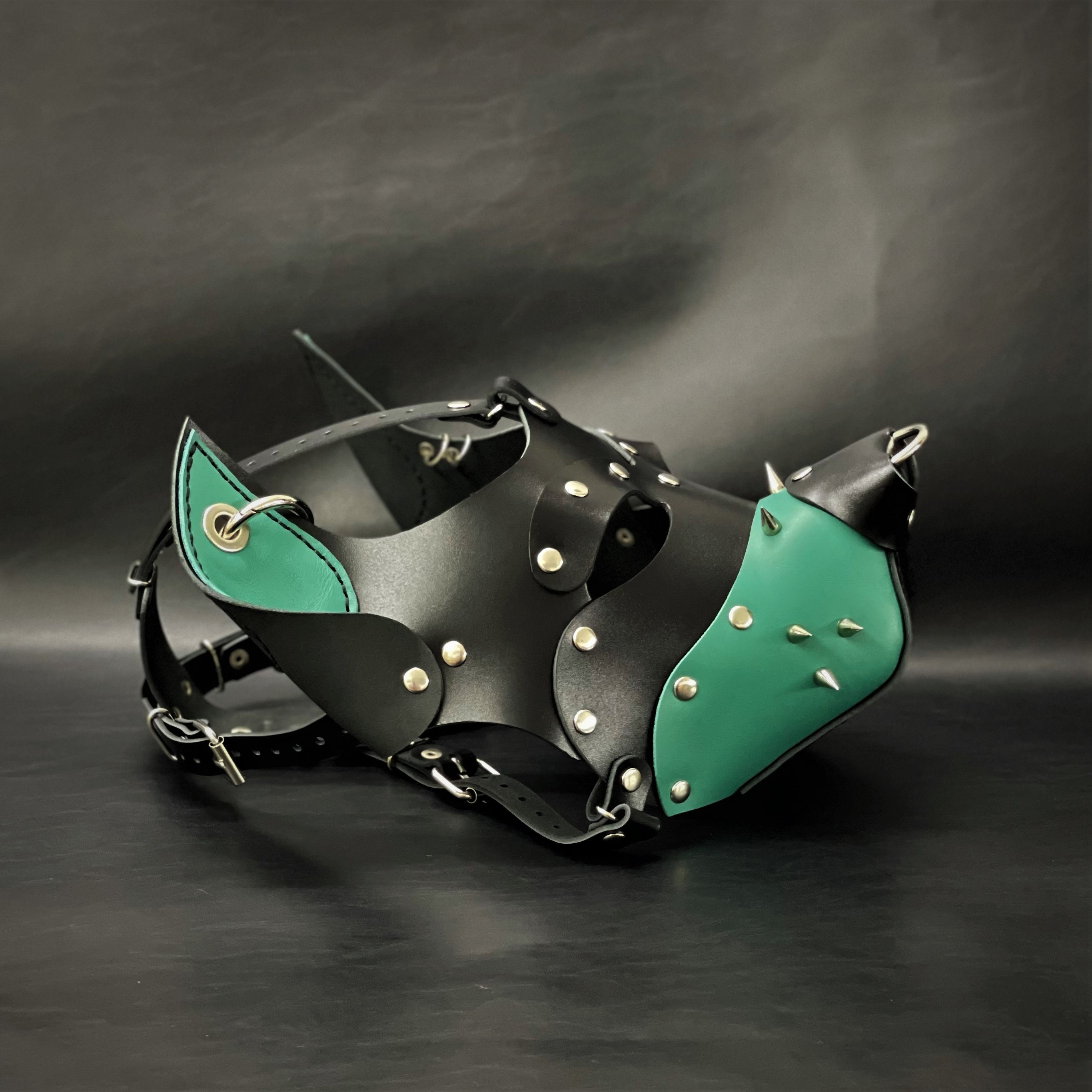 Leather Dog Mask With Spikes and Rings Leather Puppy Mask - Etsy