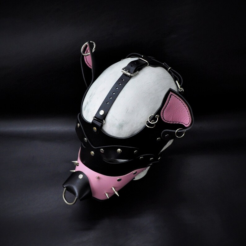 Leather Dog Mask With Spikes and Rings Leather Puppy Mask - Etsy
