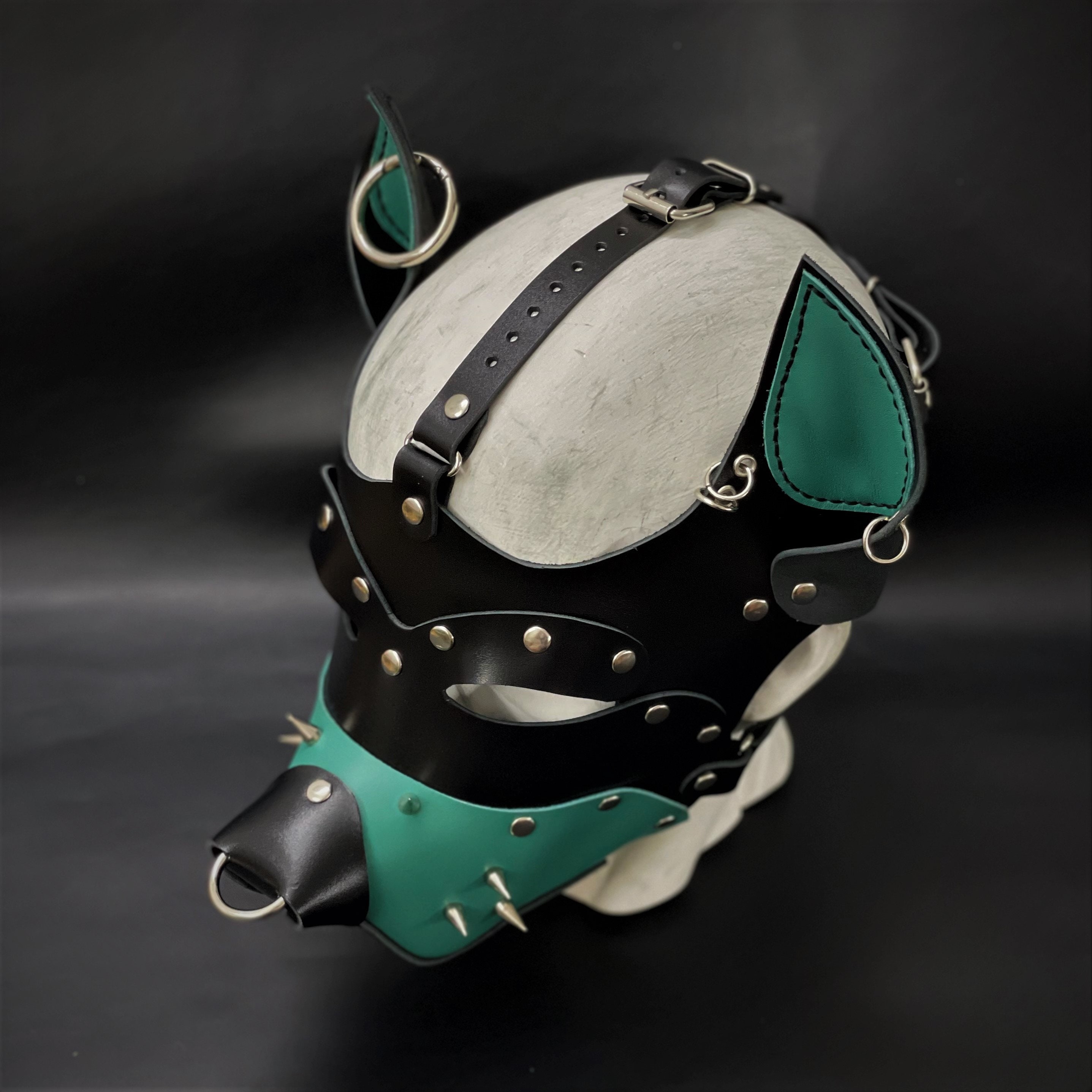 Leather Dog Mask With Spikes and Rings Leather Puppy Mask - Etsy