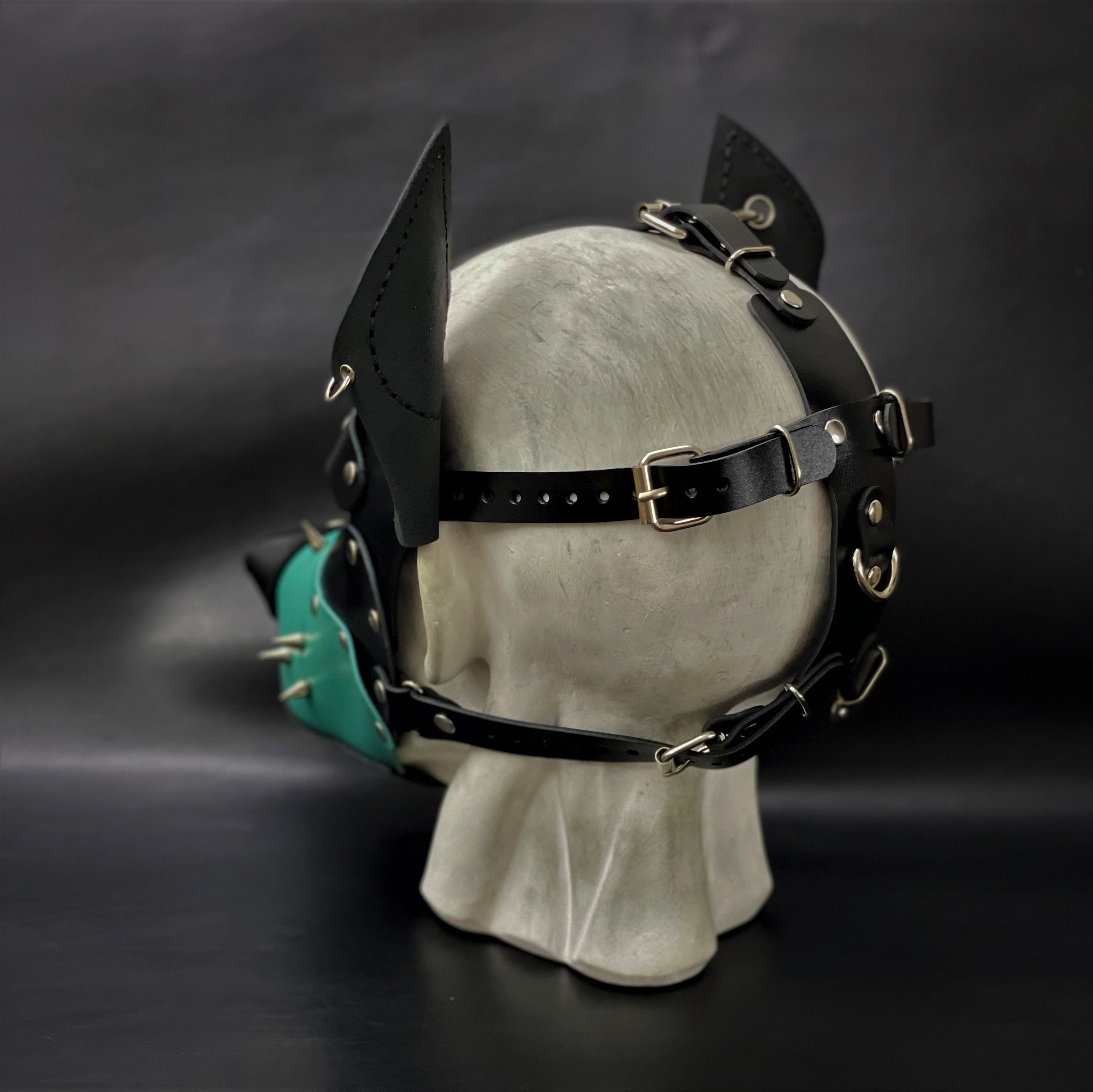 Leather Dog Mask With Spikes and Rings Leather Puppy Mask - Etsy