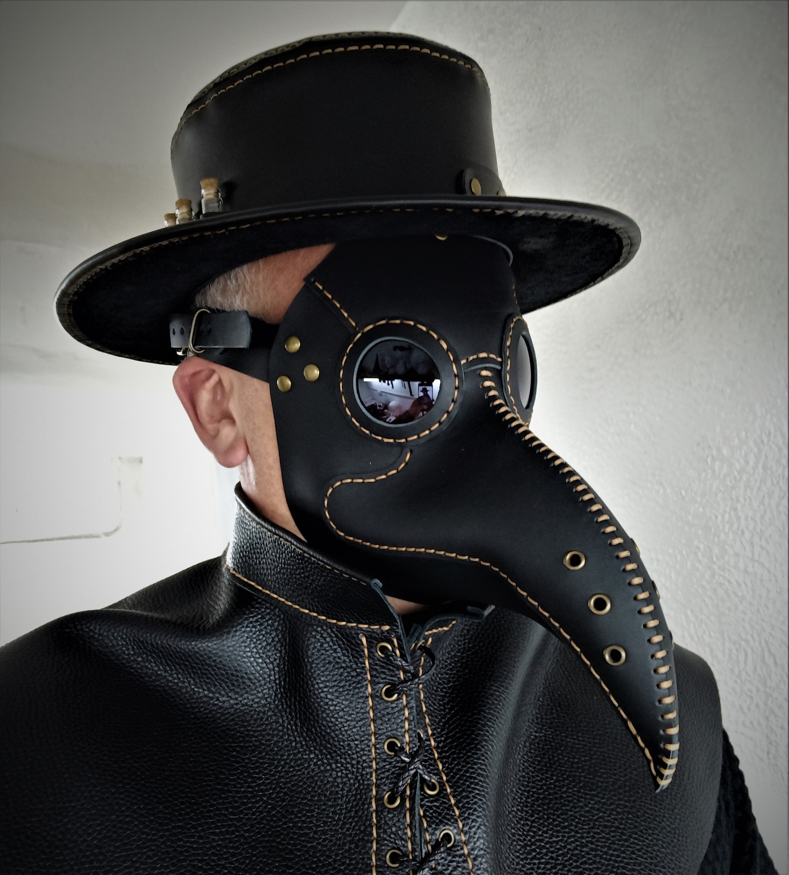 Plague Doctor Hat Plague Doctor Hat Leather Leather Plague | Etsy