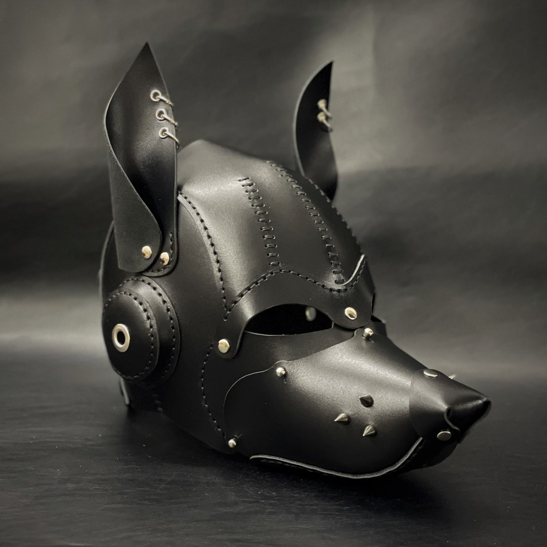 Leather Dog Mask - Pup Hood - Leather Puppy Mask - Puppyplay Gear ...
