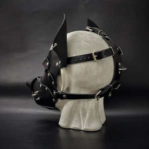 Leather Dog Mask With Spikes and Rings - Leather Puppy Mask - Puppy ...