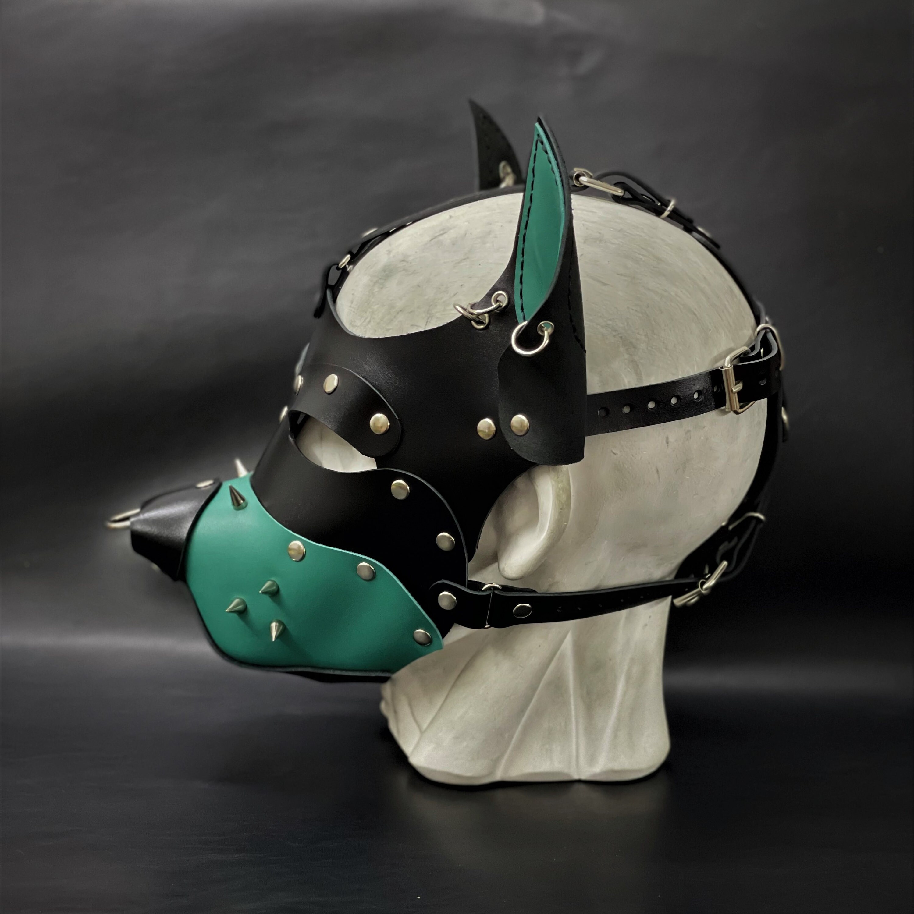 Leather Dog Mask With Spikes and Rings Leather Puppy Mask - Etsy