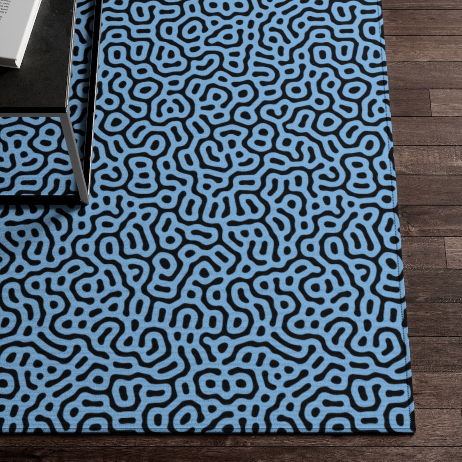 Retro 80s Memphis Design Style Black and Blue Dornier Rug / - Etsy