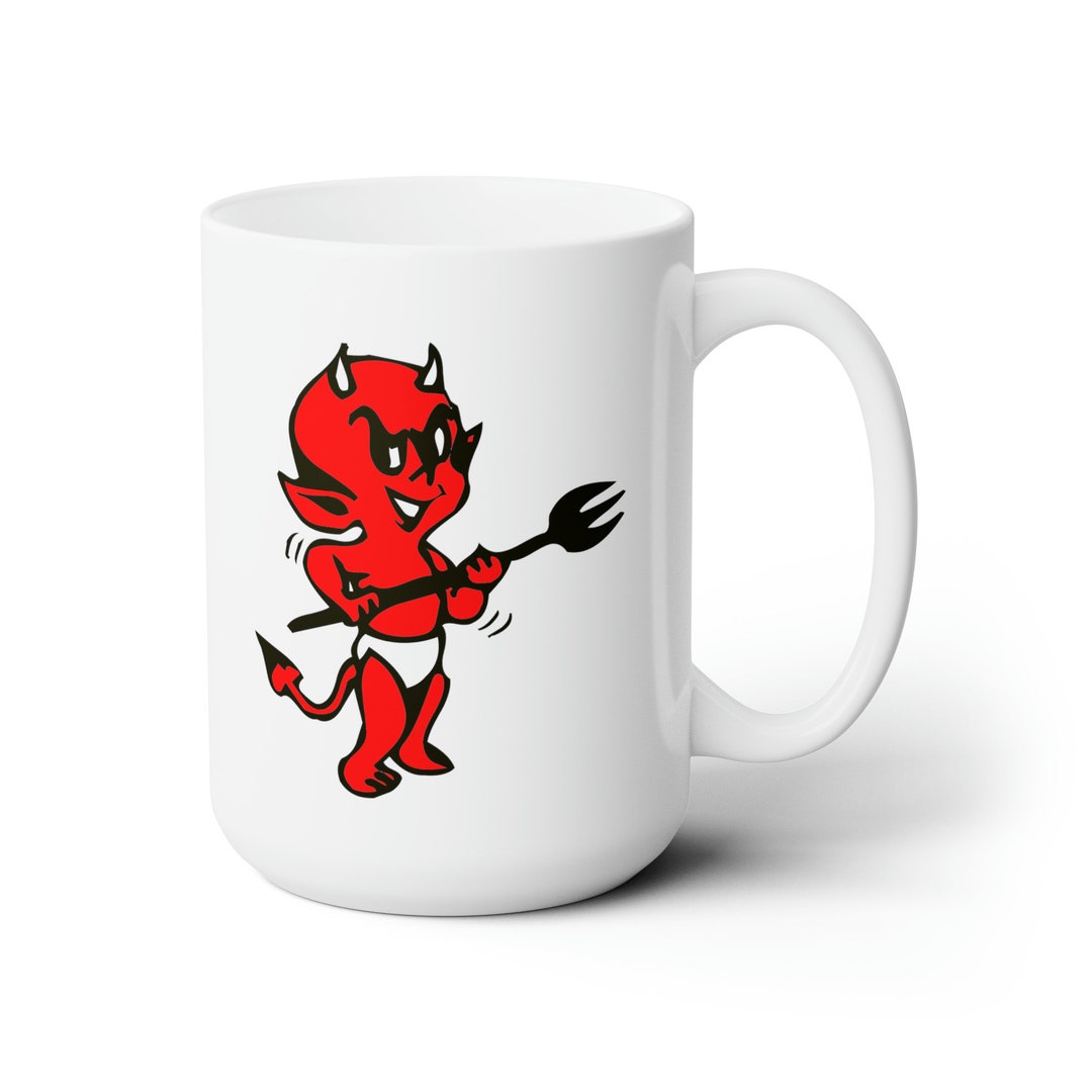 Retro Little Devil Tatto Style Red Lil' Devil 15 Oz Mug - Etsy