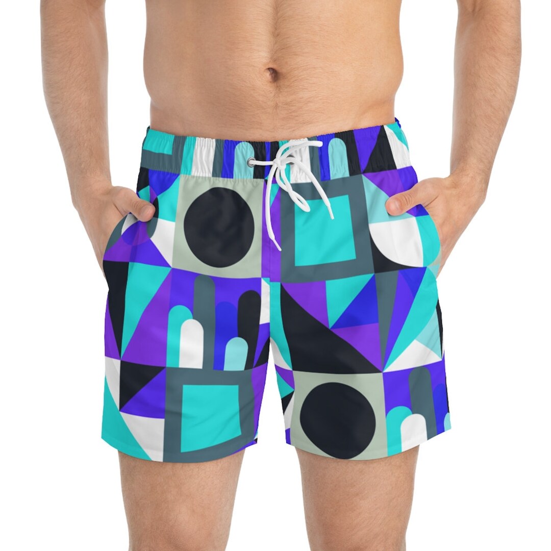 Retro 80's Swim Suit / Memphis Design Inspired Blue / Purple / Ride the ...