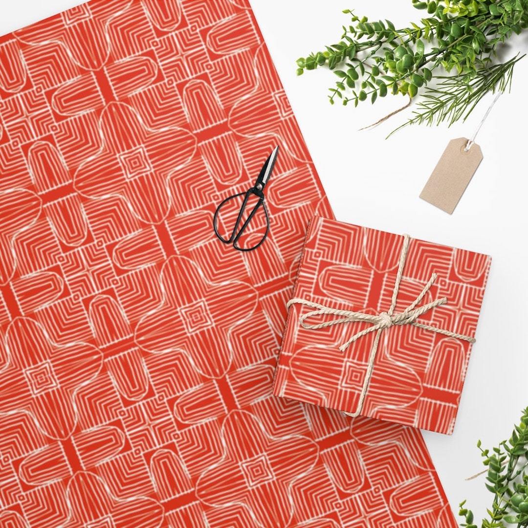 Retro Mid Century Modern Abstract Red Wrapping Paper, 2 Sizes - Etsy