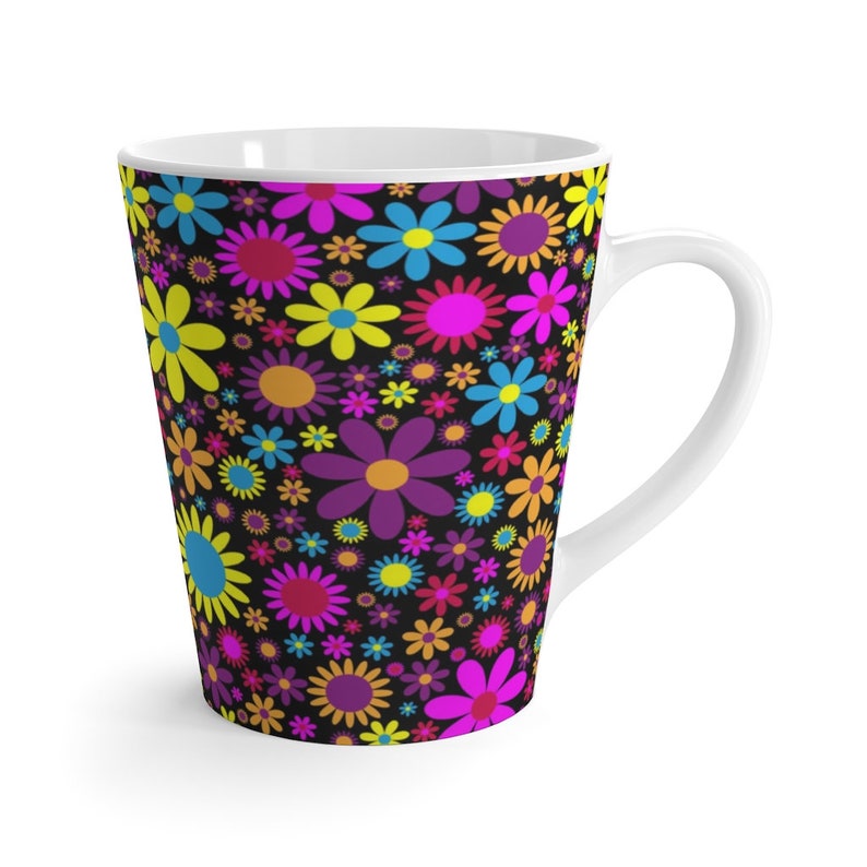 Retro 60's FLOWER POWER Floral Pattern on a Latte Mug - Etsy