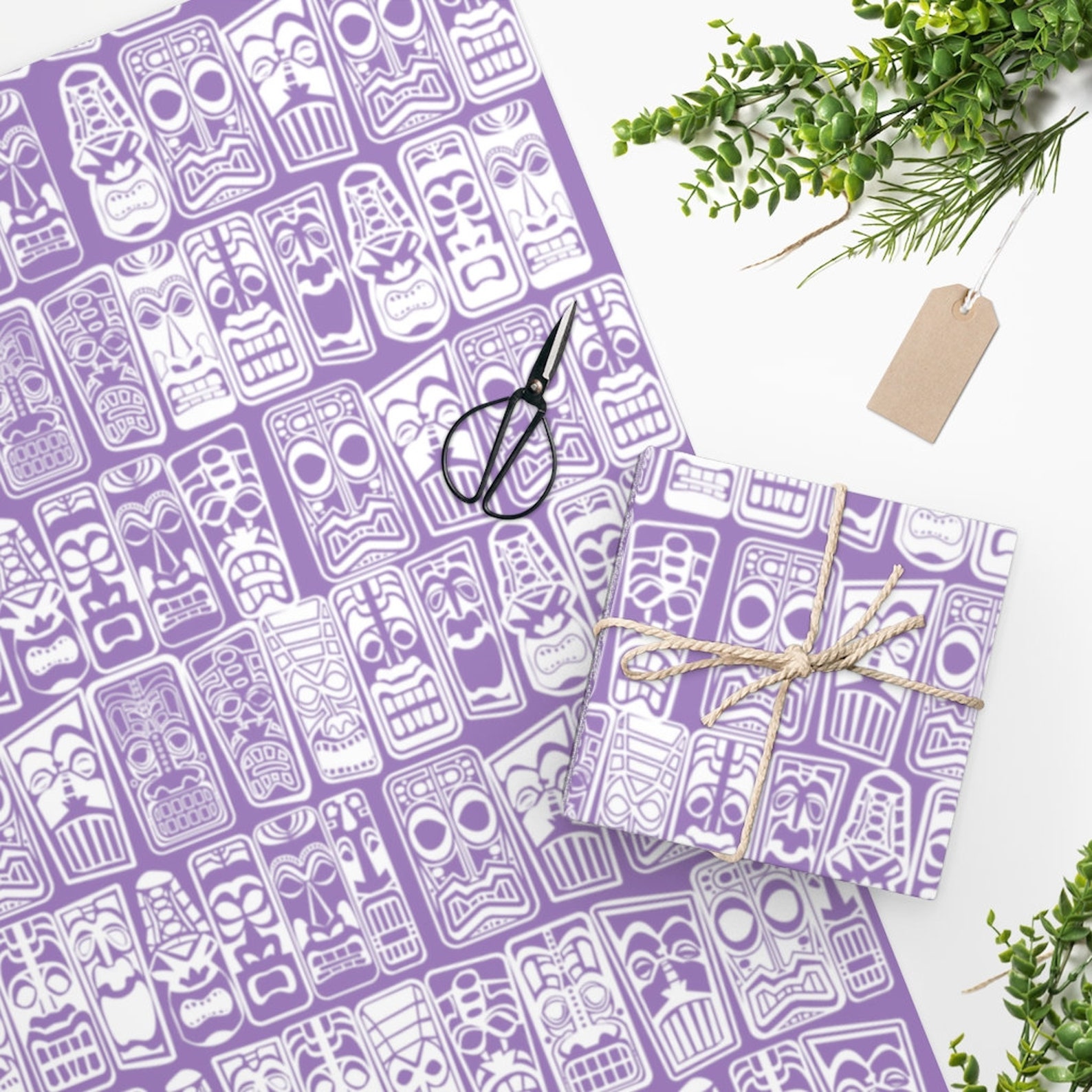 Retro Tiki Tropical Mid Century Modern Purple Wrapping Paper - Etsy
