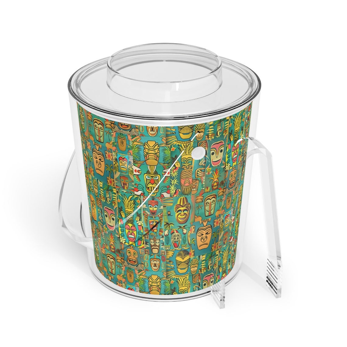 Retro Tiki Gods Mid Century Modern Tropical Ice Bucket With Tongs - Etsy