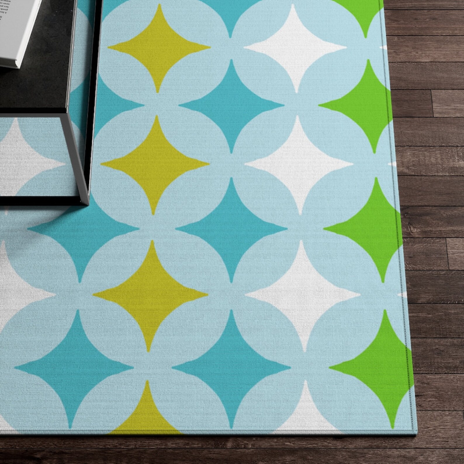 Mid Century Modern Blue Gold Green Dingbats Dornier Rug / Add - Etsy