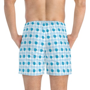 MCM Design Blue on Blue Mens Swim Trunks. Mid Century Modern Pool Fun ...