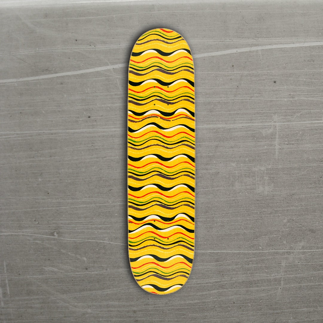 Retro 50s Mid Century Yellow and Black Japanese Print Abstract Pattern ...