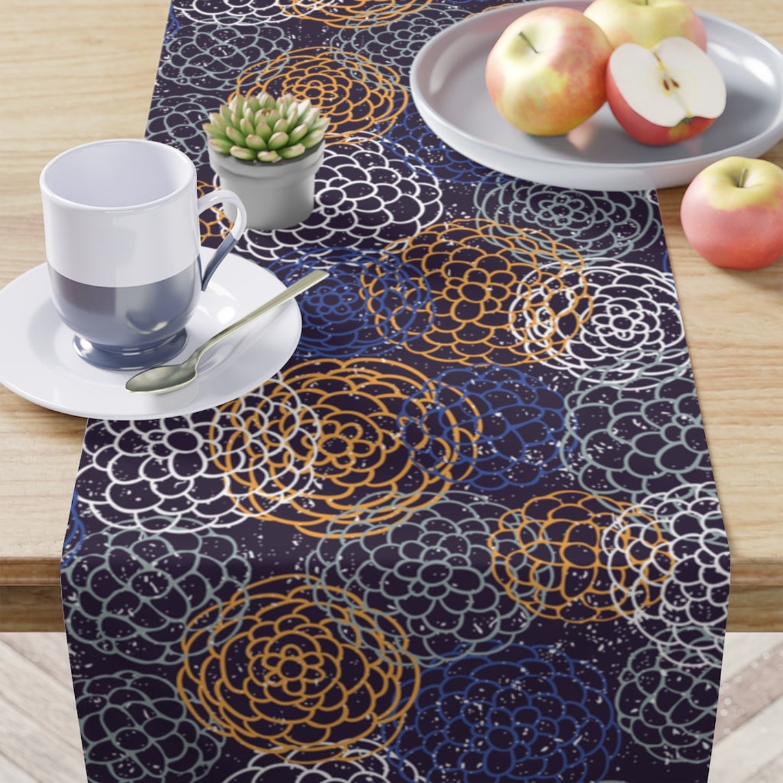 Japanese Influenced Floral Design Table Runner. 90 X 16 - Etsy