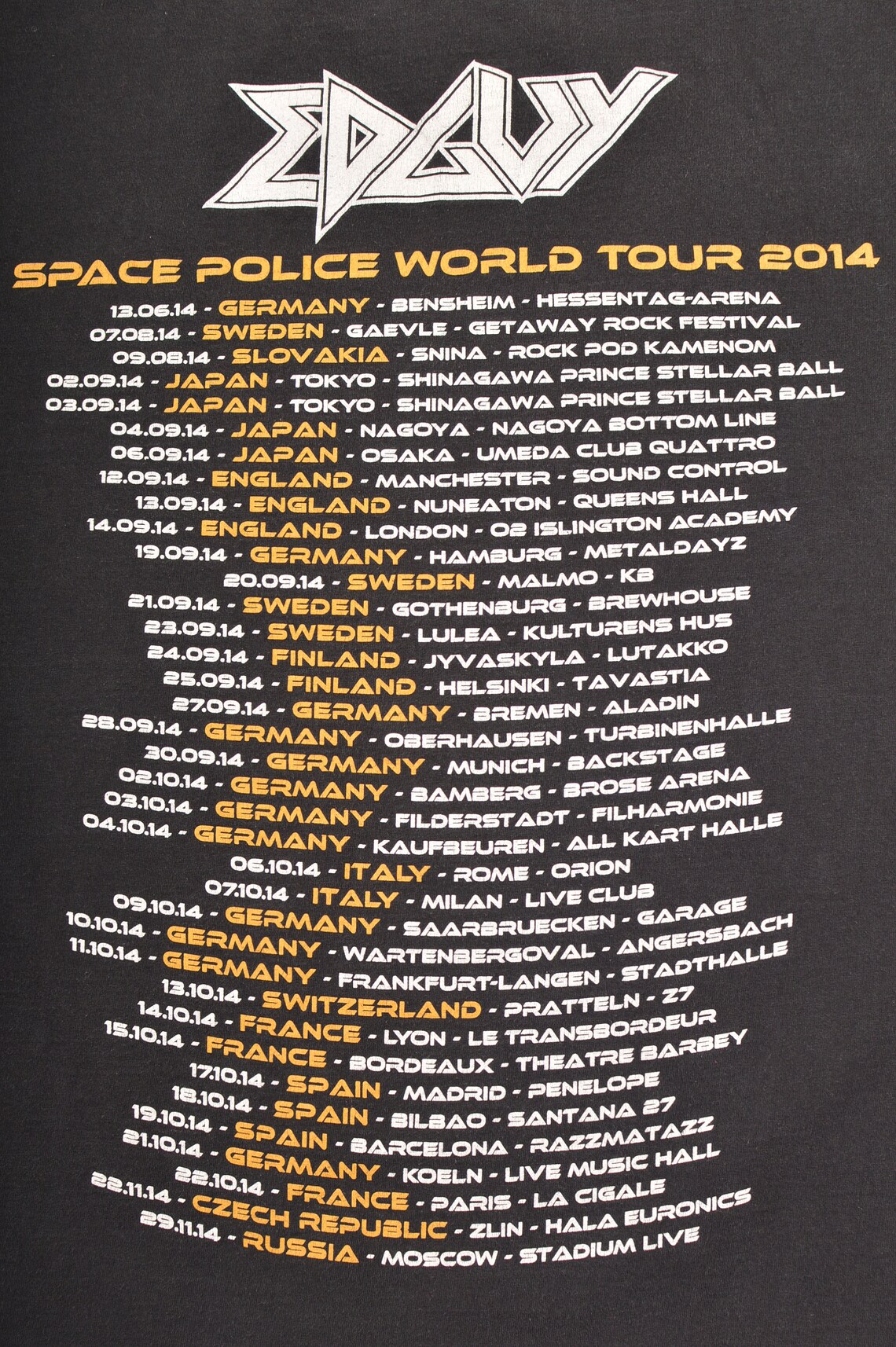 Fruit of the Loom Edguy Space Police World Tour T-shirt Tee - Etsy