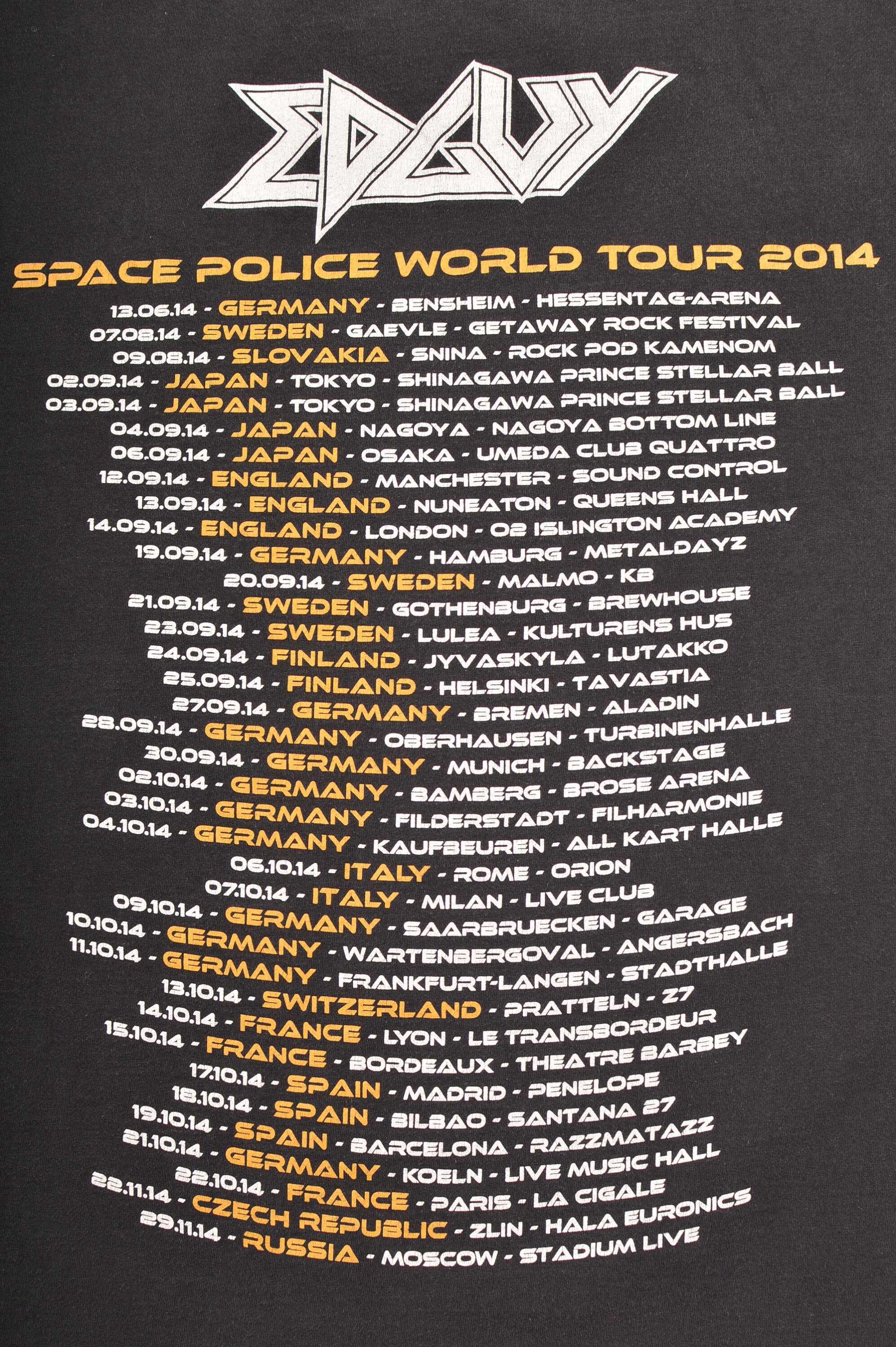Fruit of the Loom Edguy Space Police World Tour T-shirt Tee - Etsy