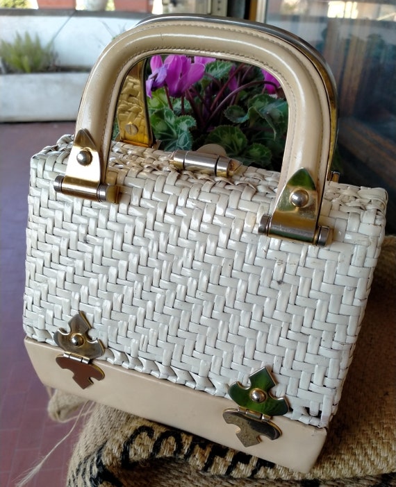 Rare vintage Rodo handbag in ivory leather and white … - Gem