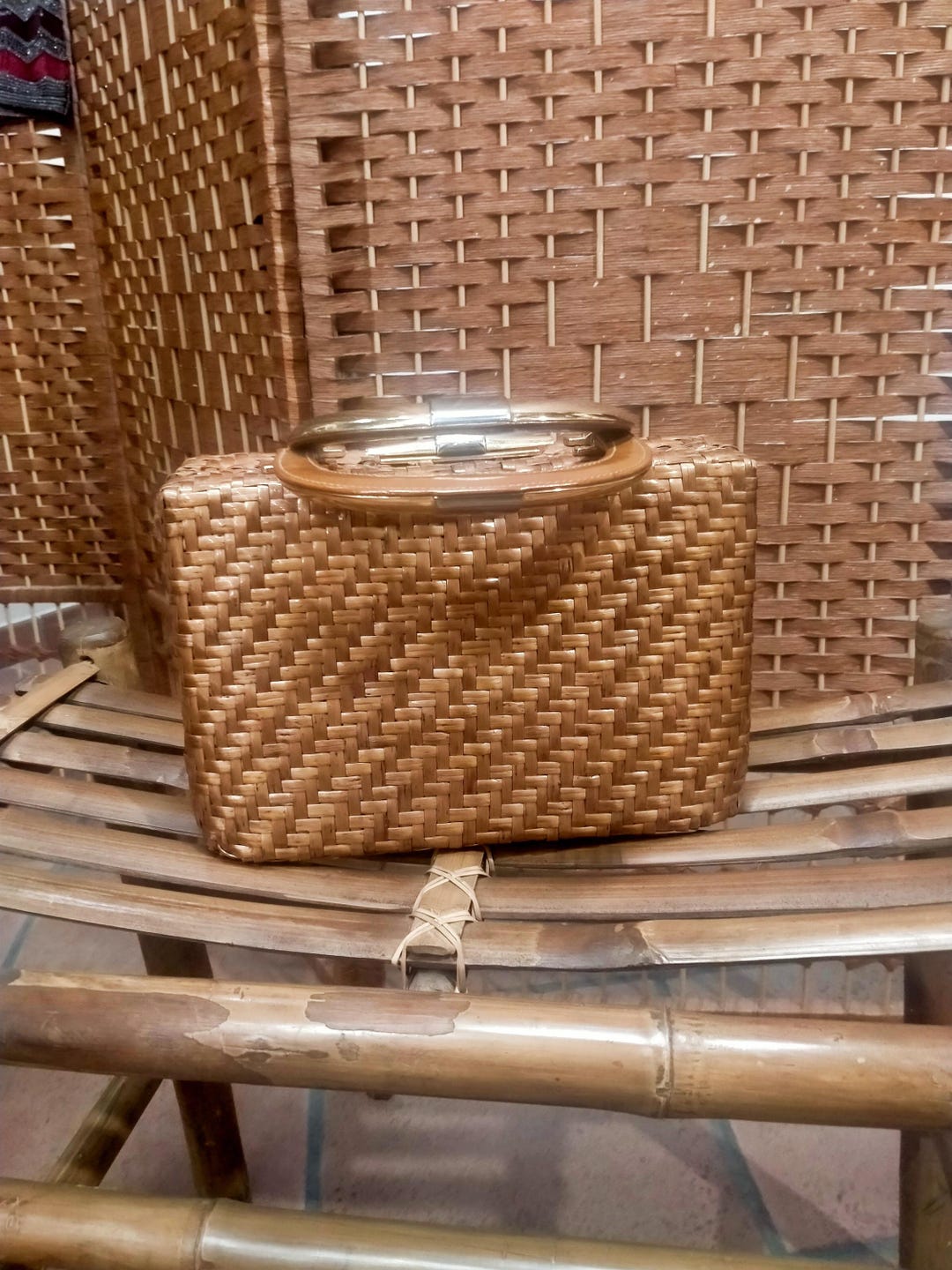 Rare Vintage Rodo Handbag From the 1960s in Natural Golden Wicker ...