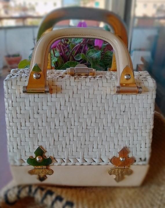 Rare vintage Rodo handbag in ivory leather and white … - Gem