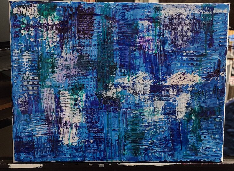 Abstract Art Using Cool Tones and Heavy Texture - Etsy