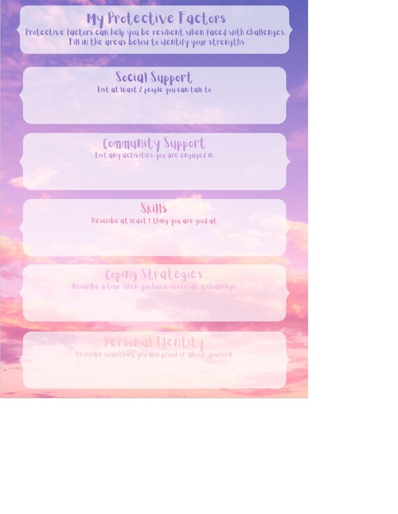 Protective Factors Self Help Worksheet - Etsy