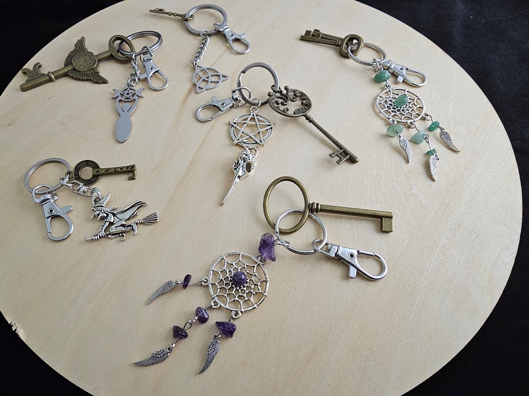Goddess Keychain, Crow Skull Keychain, Triquetra Keychain, Witch ...