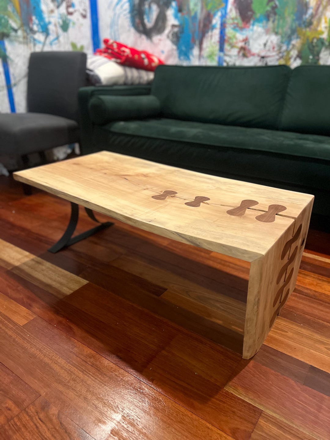 Live Edge Coffee Table With Waterfall and Metal Leg - Etsy