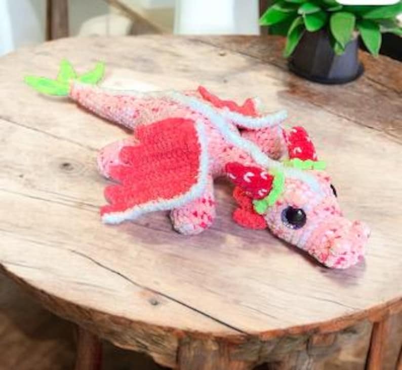 Sage, the Strawberry Dragon - Snuggly Crochet Emotional Support Plushie ...