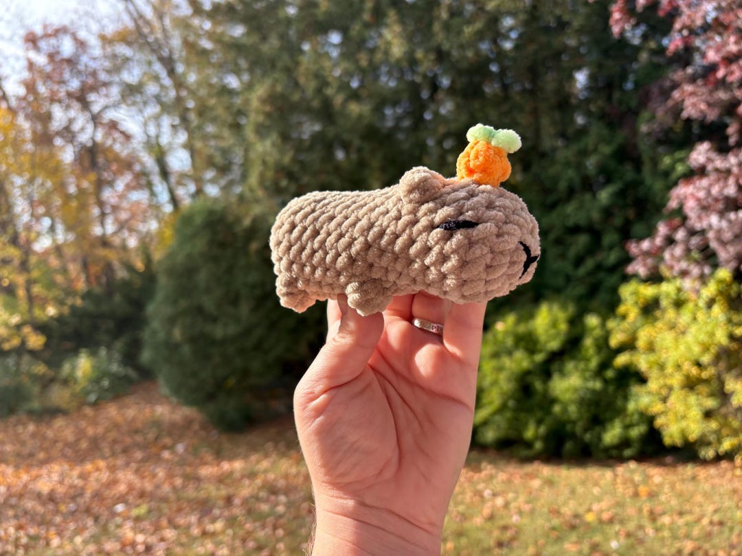 Mini Happy Capybara: Hand-crocheted Capy With Tangerine, Chill Desk ...