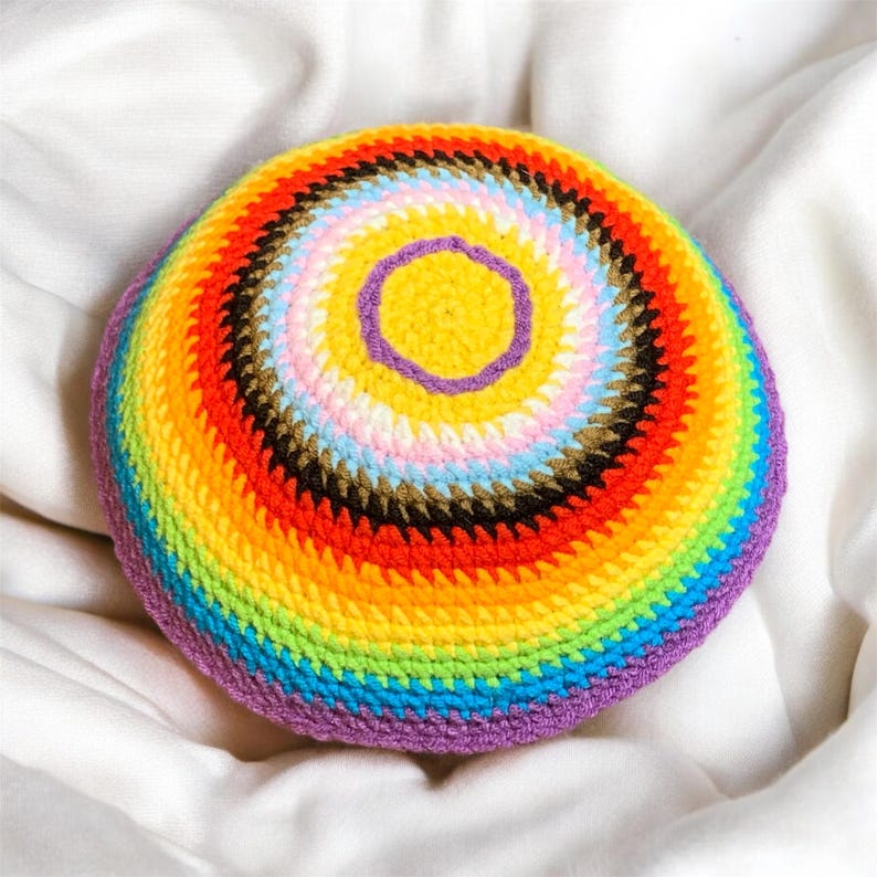 Pride Kippah: Custom Crochet Yarmulke - LGBTQ+ Spiral Design - Etsy