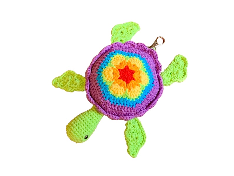 PATTERN: Rainbow Turtle Collapsible Bag - Crochet Foldable Market Bag ...