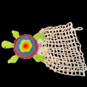 PATTERN: Rainbow Turtle Collapsible Bag - Crochet Foldable Market Bag ...
