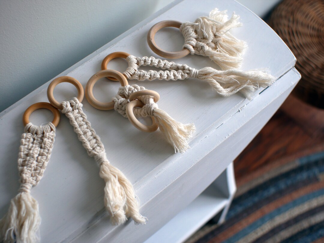 Macrame Teether Teething Toy Boho Baby Wooden Teether - Etsy