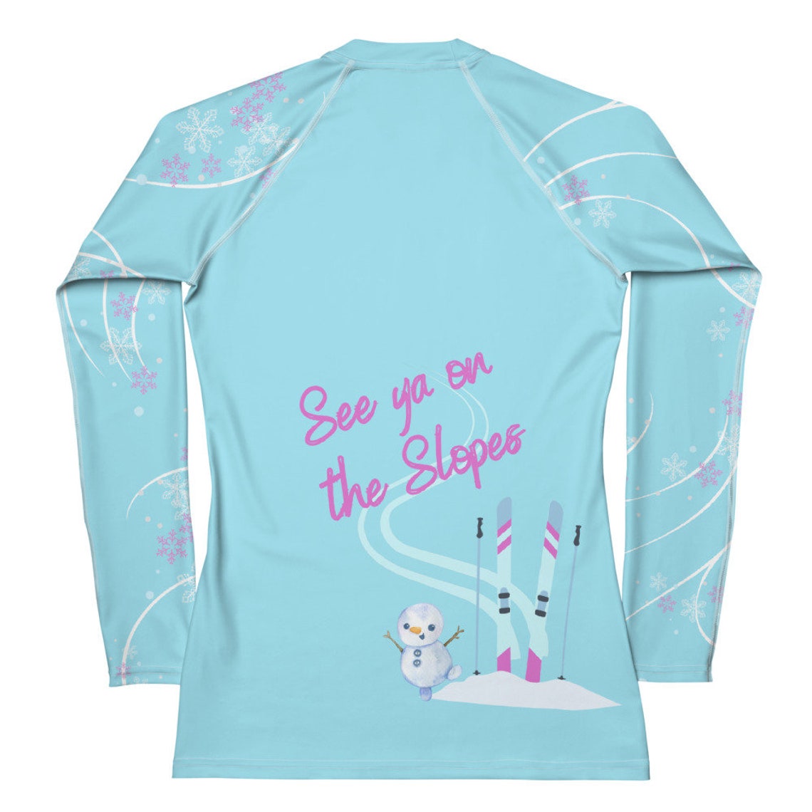 Women's Girls Blue Anime Ski Rash Guard White Snowman Pink Ski - Etsy